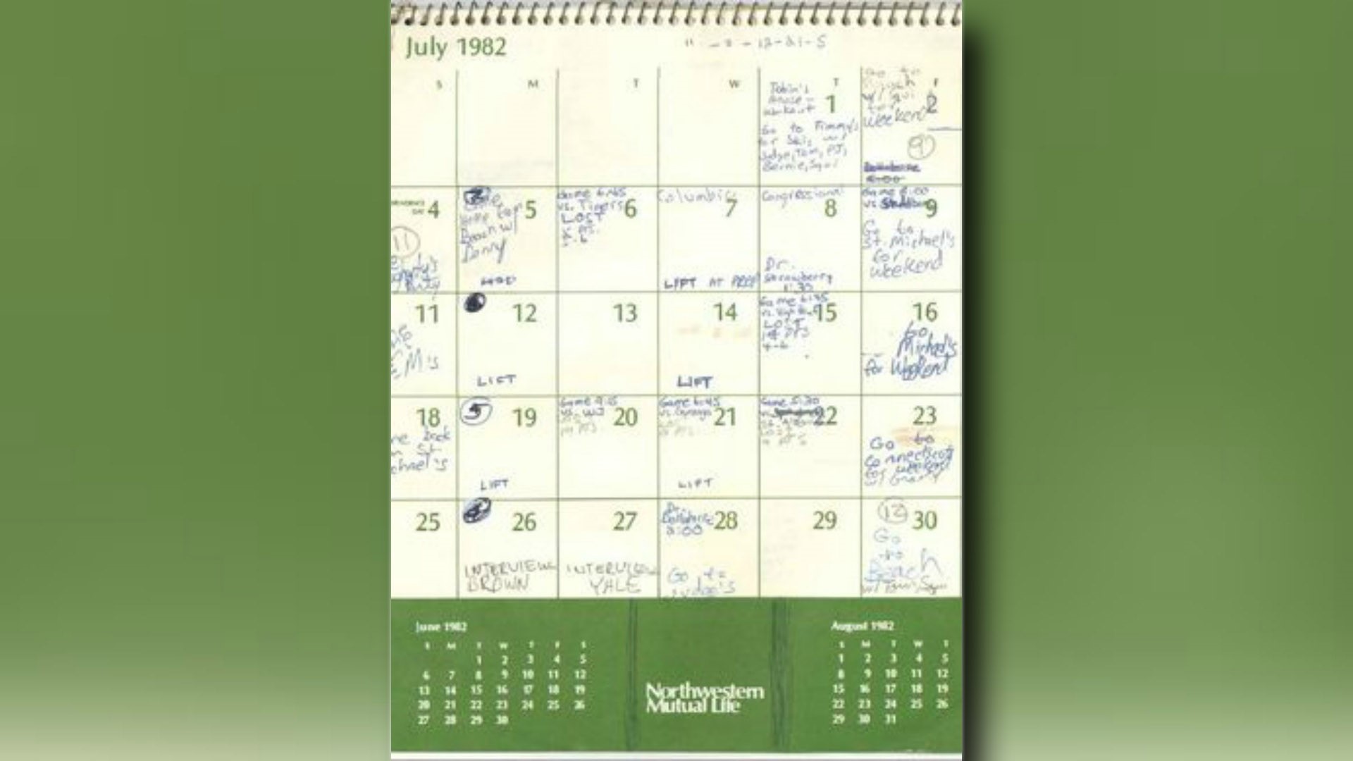 Here's Brett Kavanaugh's 1982 calendar in defending sexual assault ...