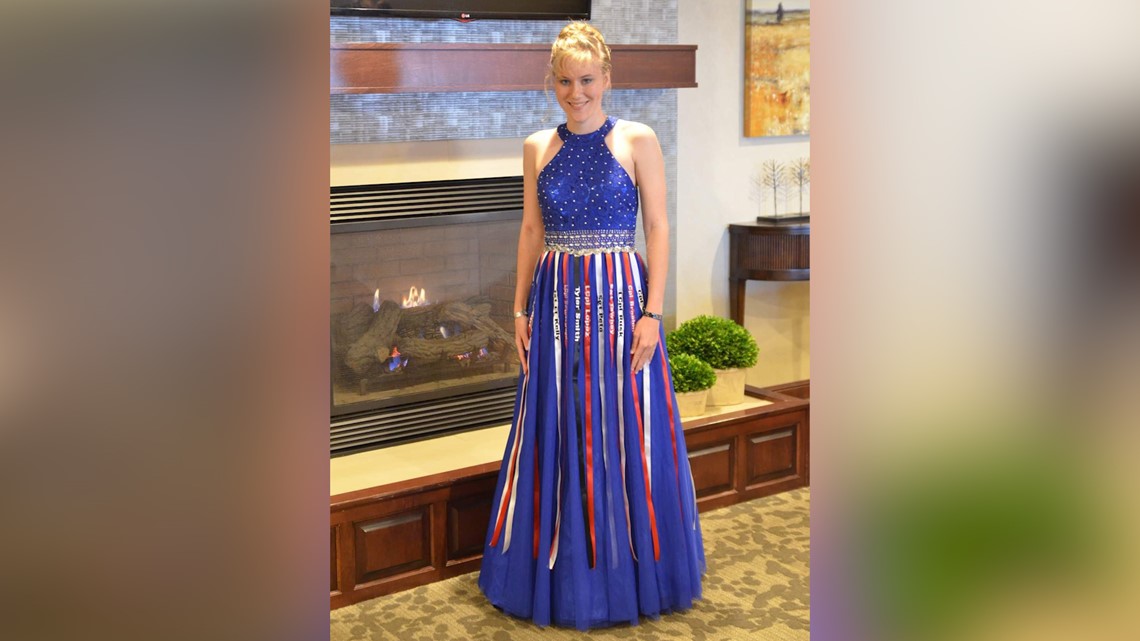 Teen honors fallen soldiers with custom prom dress | wusa9.com