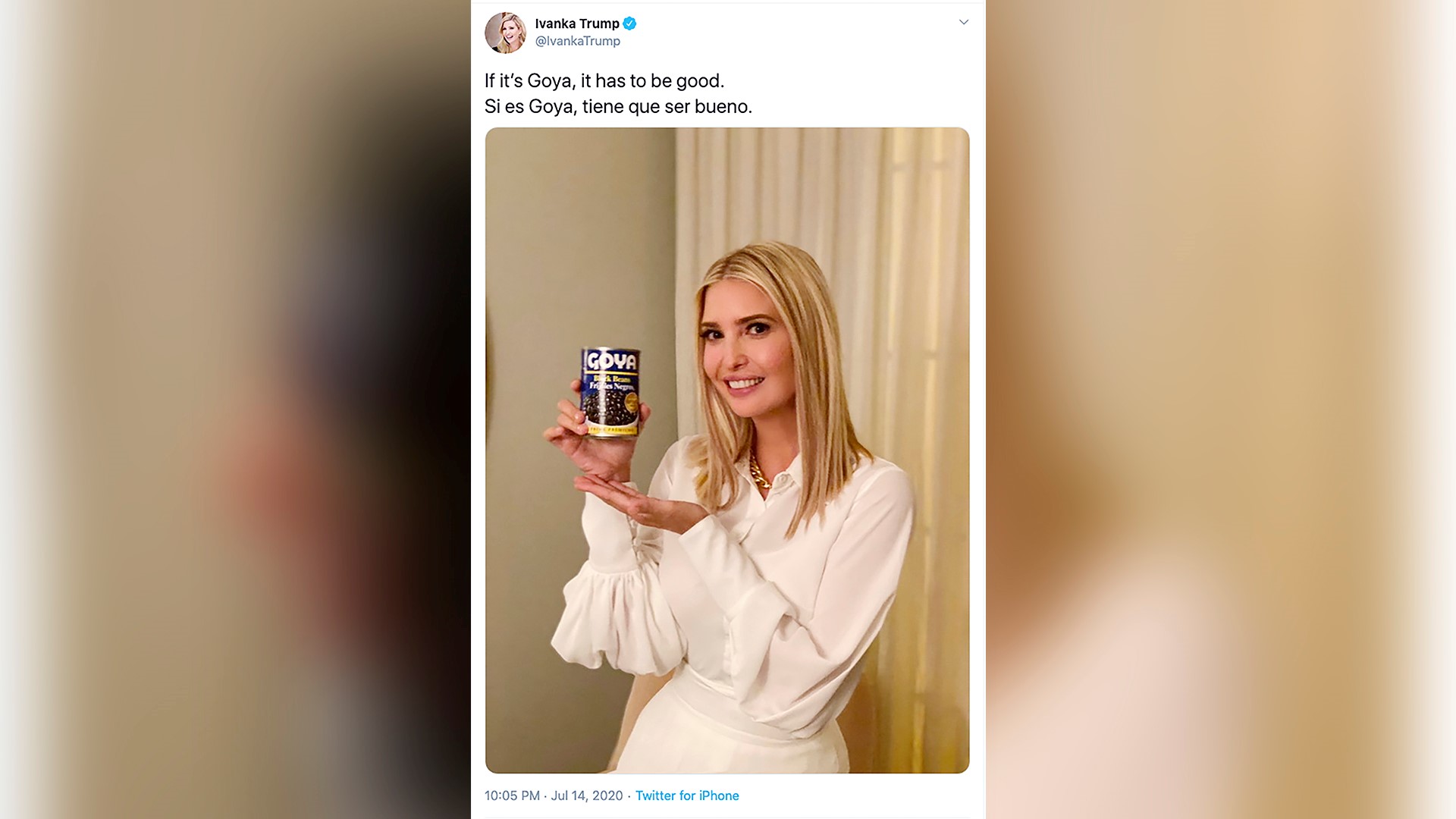 Investigate Ivanka Trump for Goya Foods tweet, senators say | wusa9.com