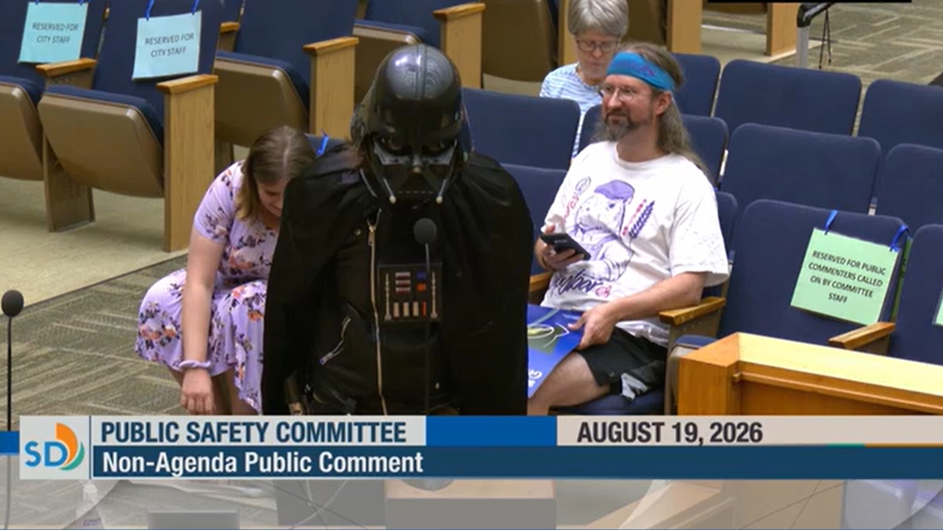 'The Emperor is a fan of Flock': Man dressed as Darth Vader speaks in ...