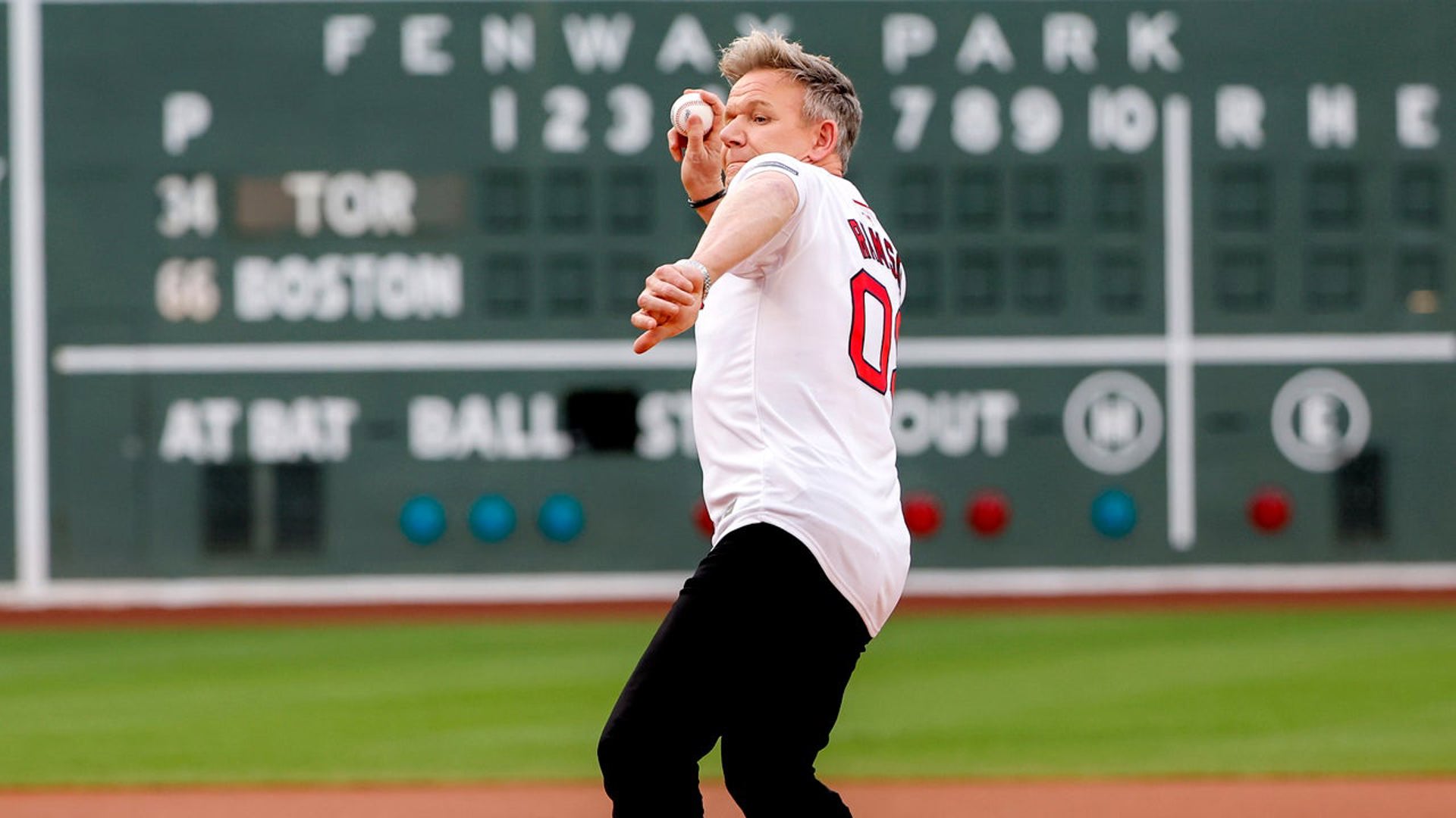Gordon Ramsay Throws First Pitch at Red Sox Game Following Scary ...