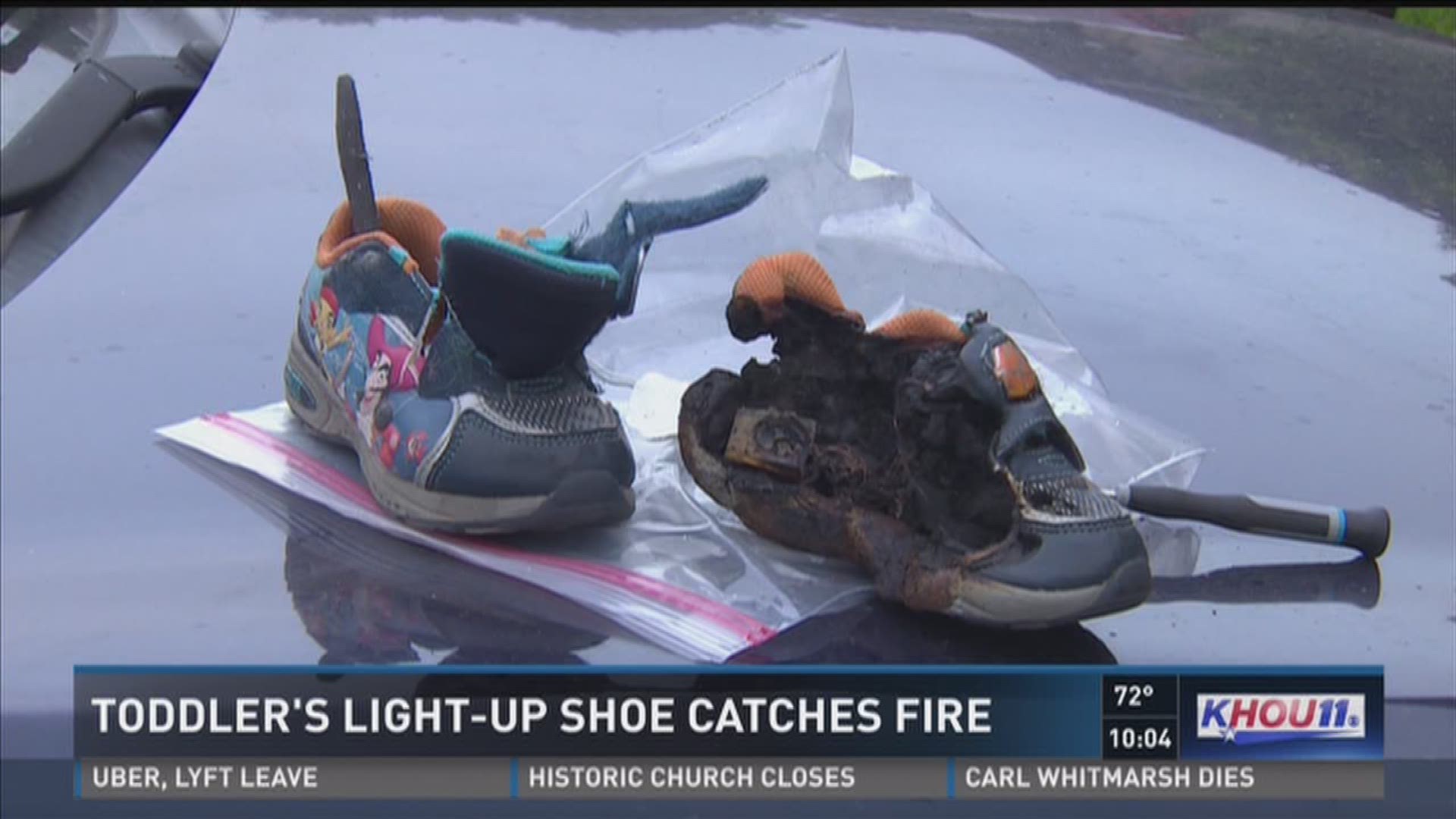 Family: Toddler's light-up shoes sparked fire inside SUV | wusa9.com