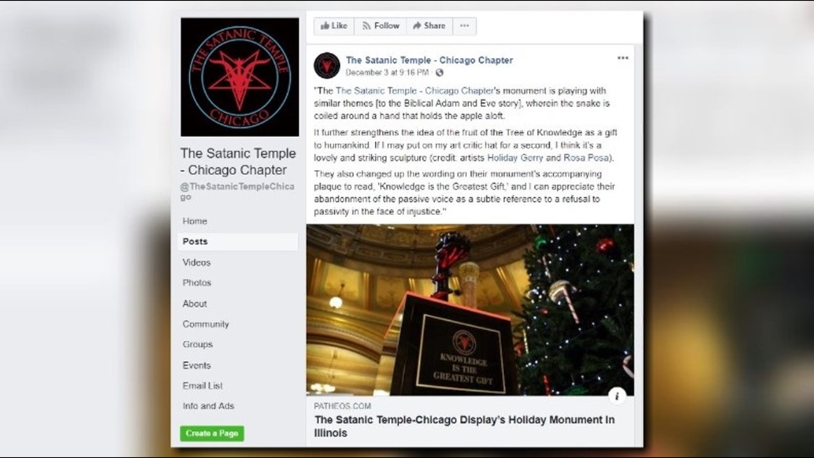 Satanic Temple statue among holiday displays at Illinois Capitol ...