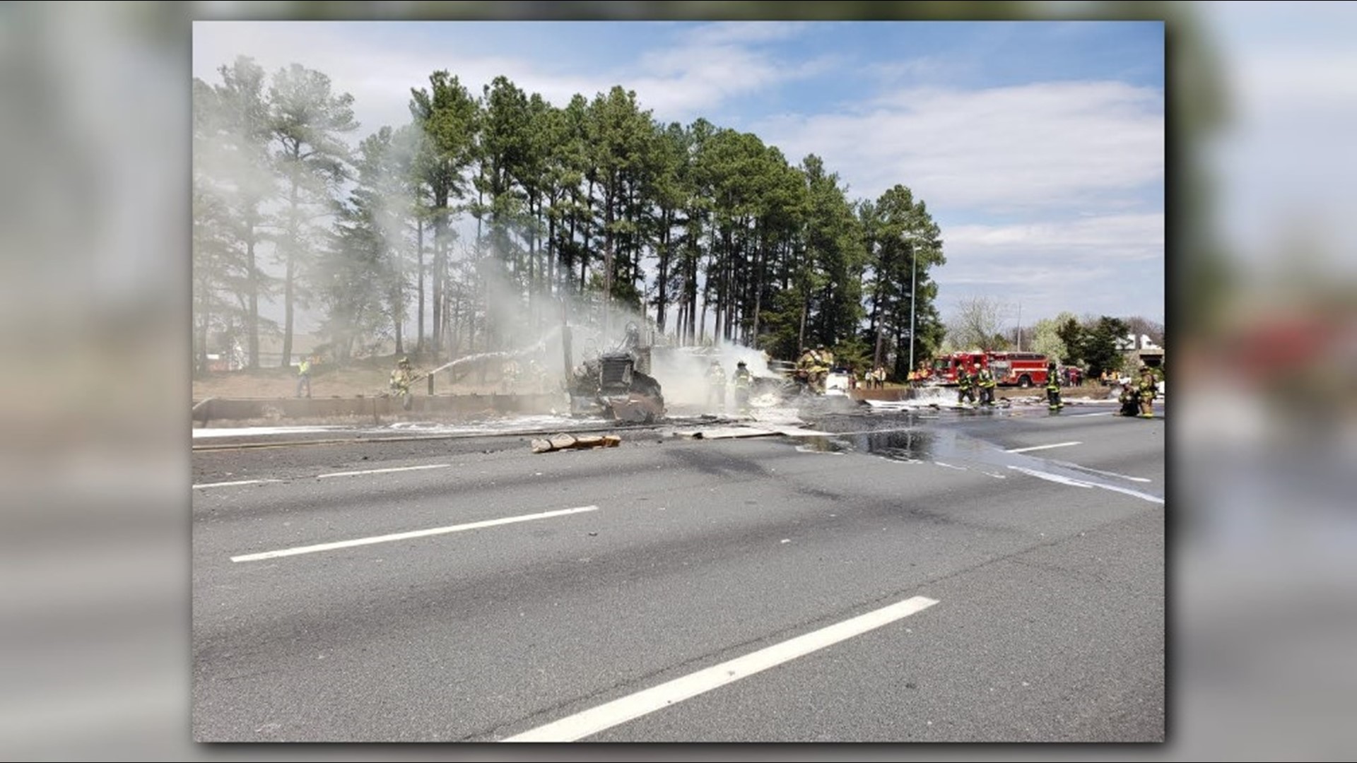 All NB, SB I-95 lanes reopen after tractor-trailer overturns, catches fire | wusa9.com