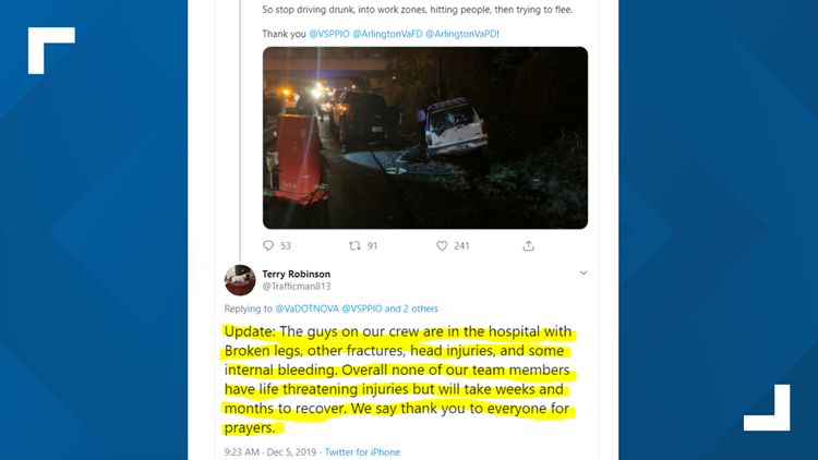 DUI driver plows through crew of road workers on I-66 in Virginia ...