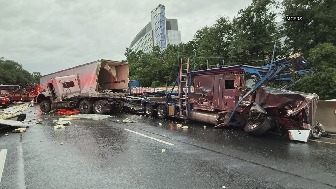 I-495 inner loop back open after 2 tractor trailers jackknife | wusa9.com