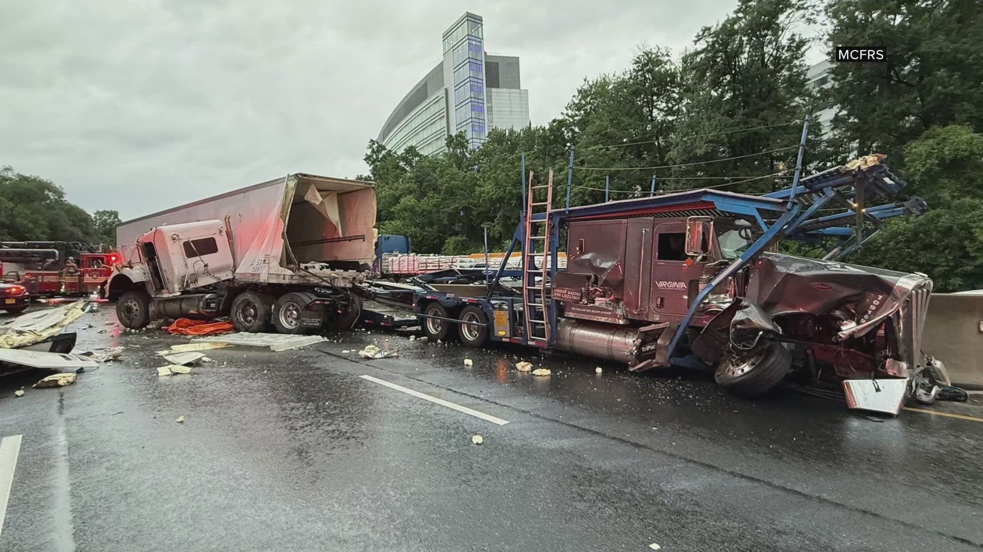 I-495 inner loop back open after 2 tractor trailers jackknife | wusa9.com
