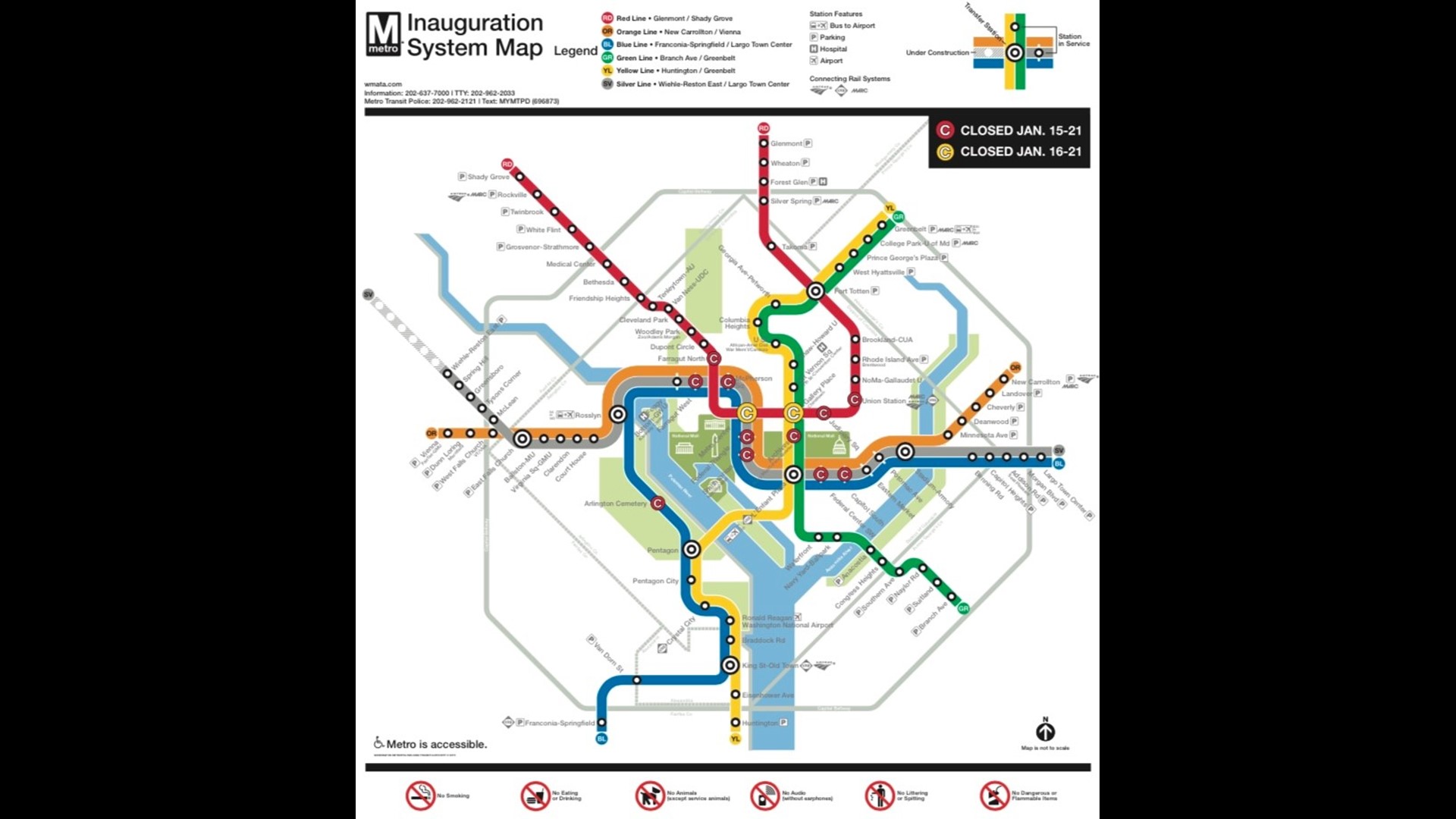 Inauguration road closures, parking restrictions, public transit ...