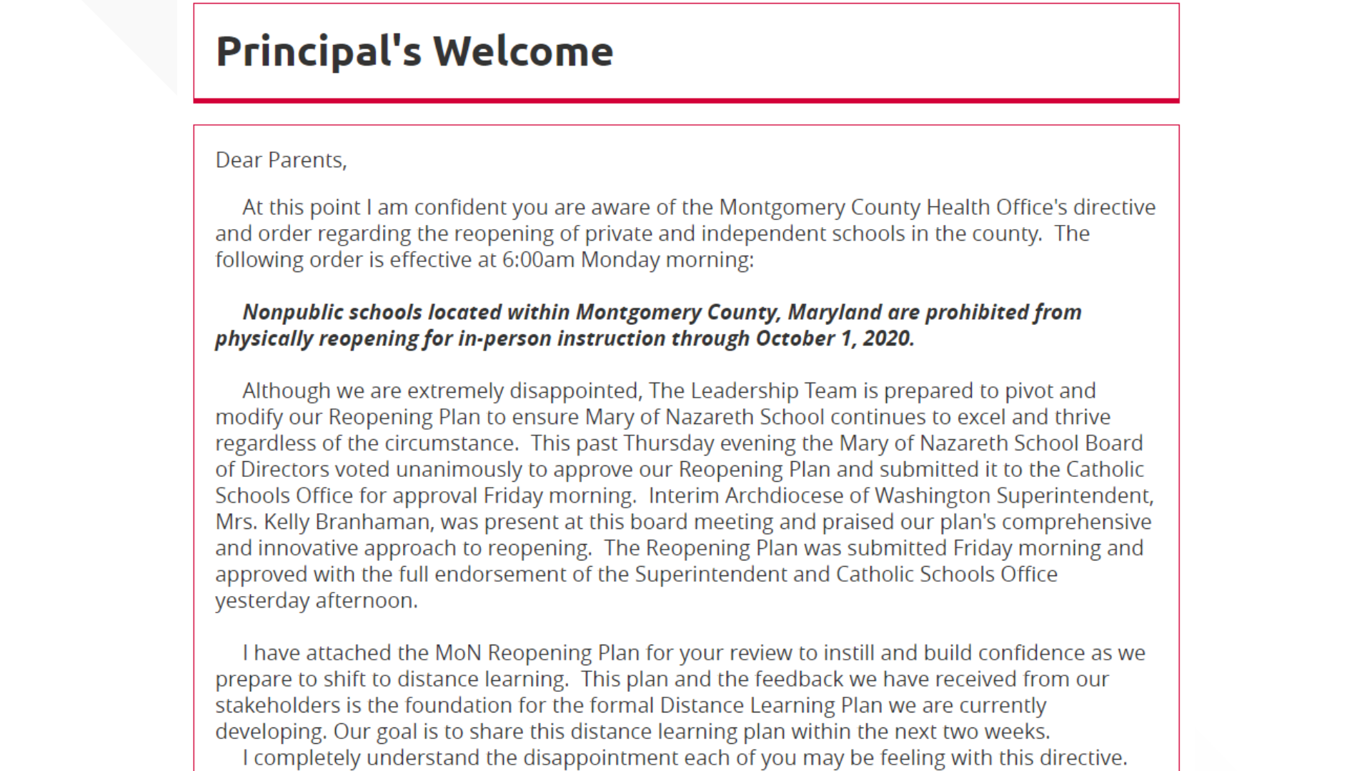 Hogan: Emergency order issued for private schools to reopen | wusa9.com