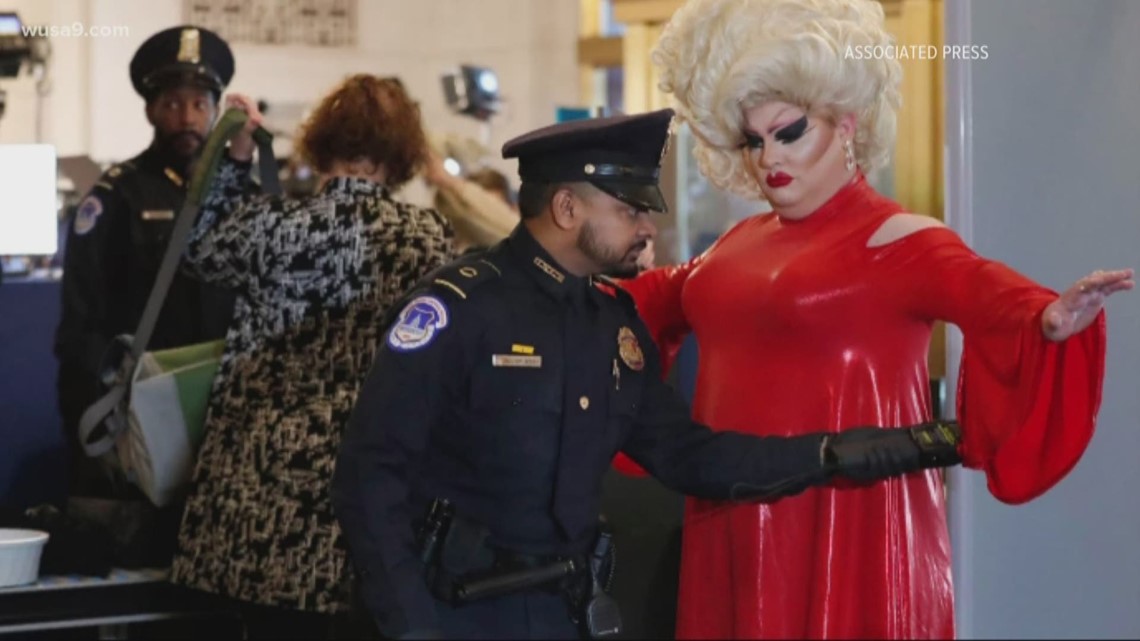Drag queen gets hair wanded by security to enter impeachment hearing ...