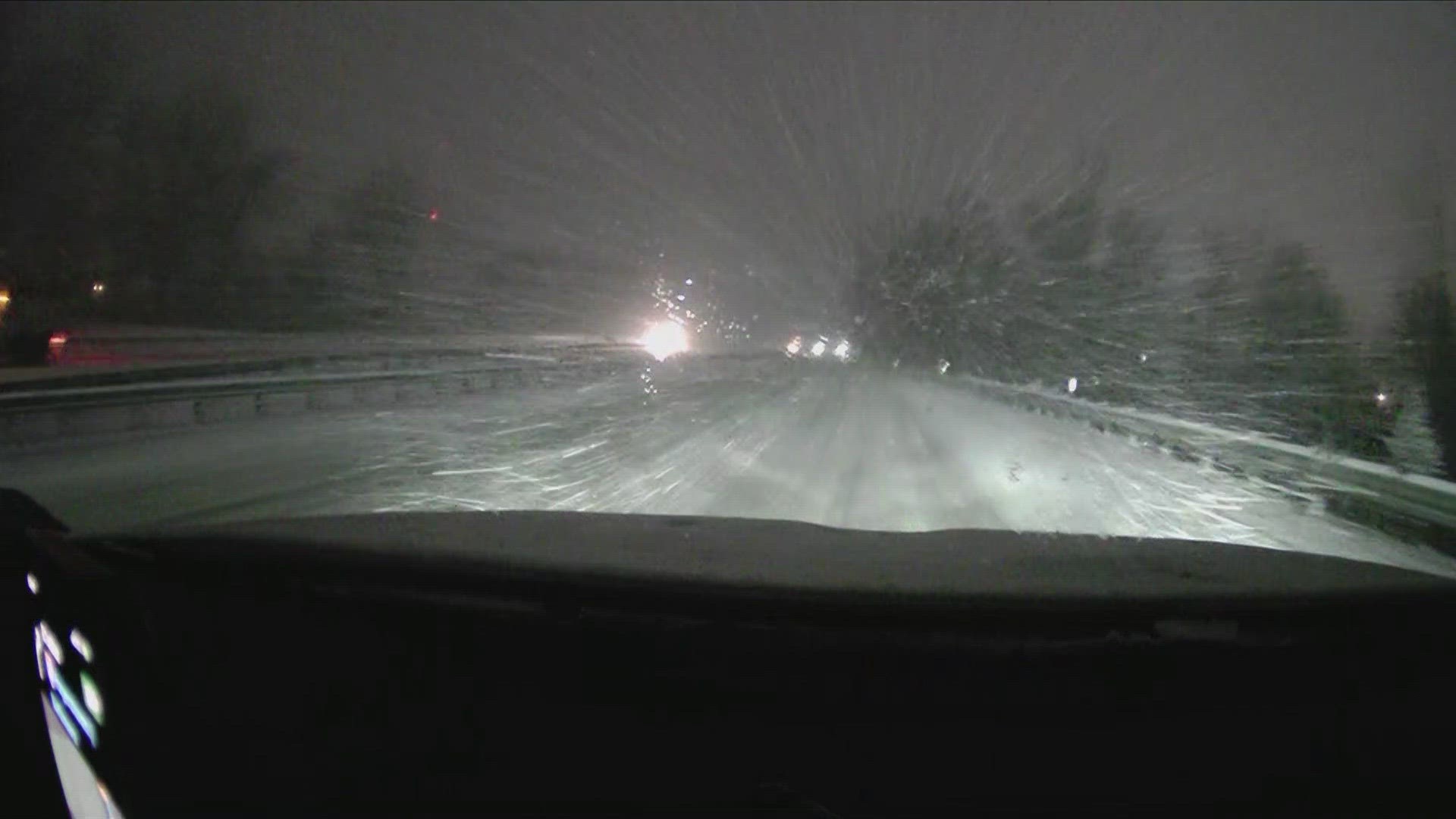 Look from ECO9 during snowy commute in Montgomery County | wusa9.com