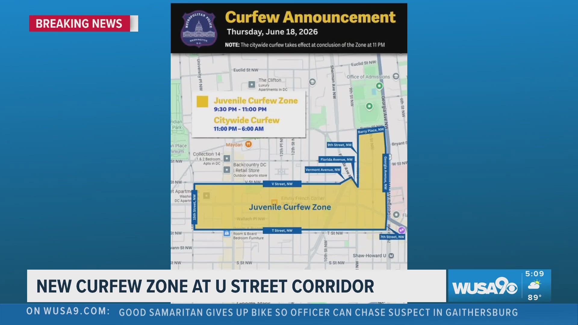 New Juvenile Curfew Zone in effect in U Street corridor | wusa9.com