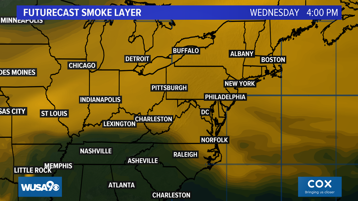 Smoky in DC: Smoke from wildfires kept DC temps a little cooler | wusa9.com