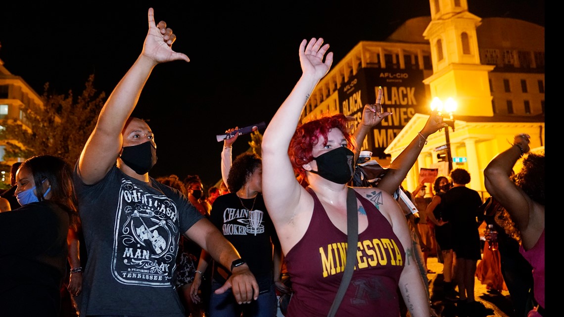 Protesters at BLM Plaza before Trump RNC speech | wusa9.com