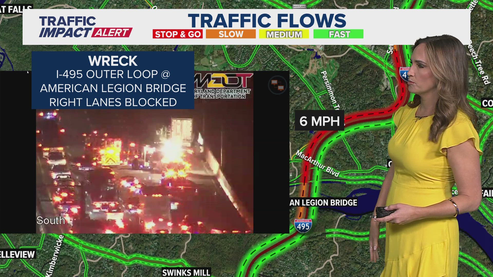 I-495 crash in Montgomery County at American Legion Bridge causes delays | wusa9.com
