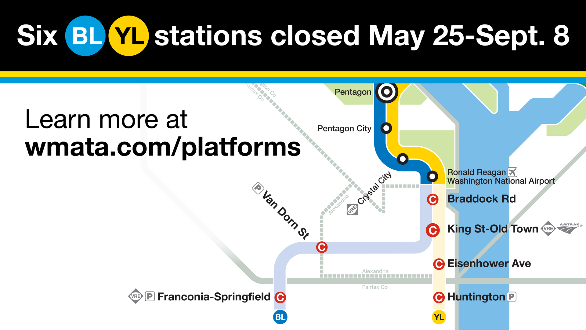 6 Blue and Yellow line Metro stations to close for this summer. Here's ...