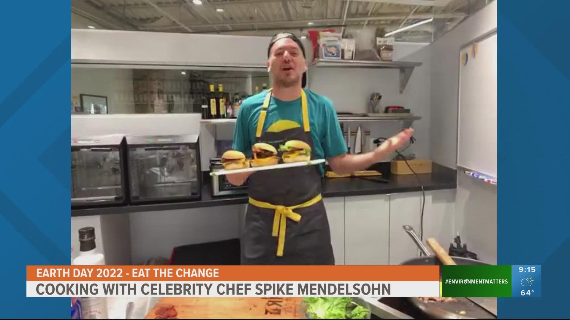 Celebrating Earth Day by cooking with PLNT Burger chef Spike Mendelsohn ...
