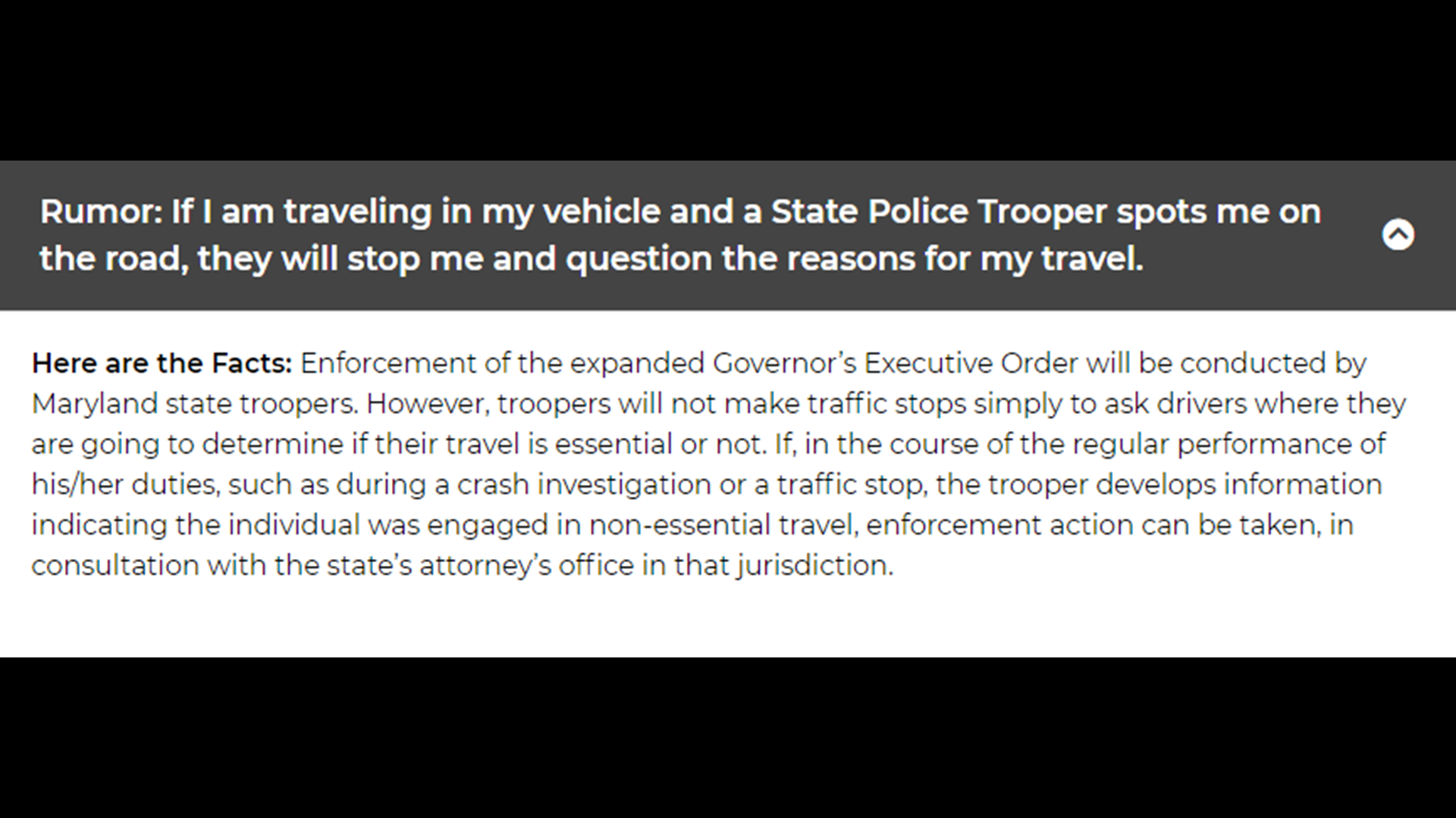 The Maryland Emergency Management Agency launched a "rumor control page ...