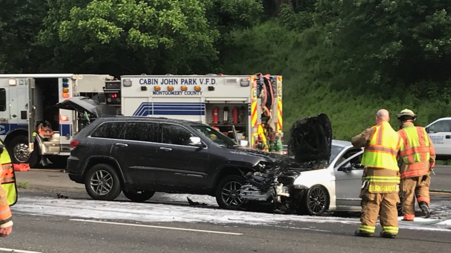 Vehicle loses control after tractor trailer loses object from load ...