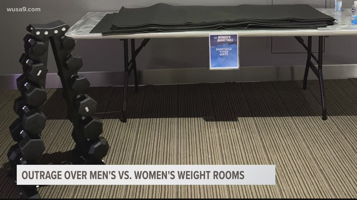 NCAA weight lifting women's March Madness tournament weight room ...