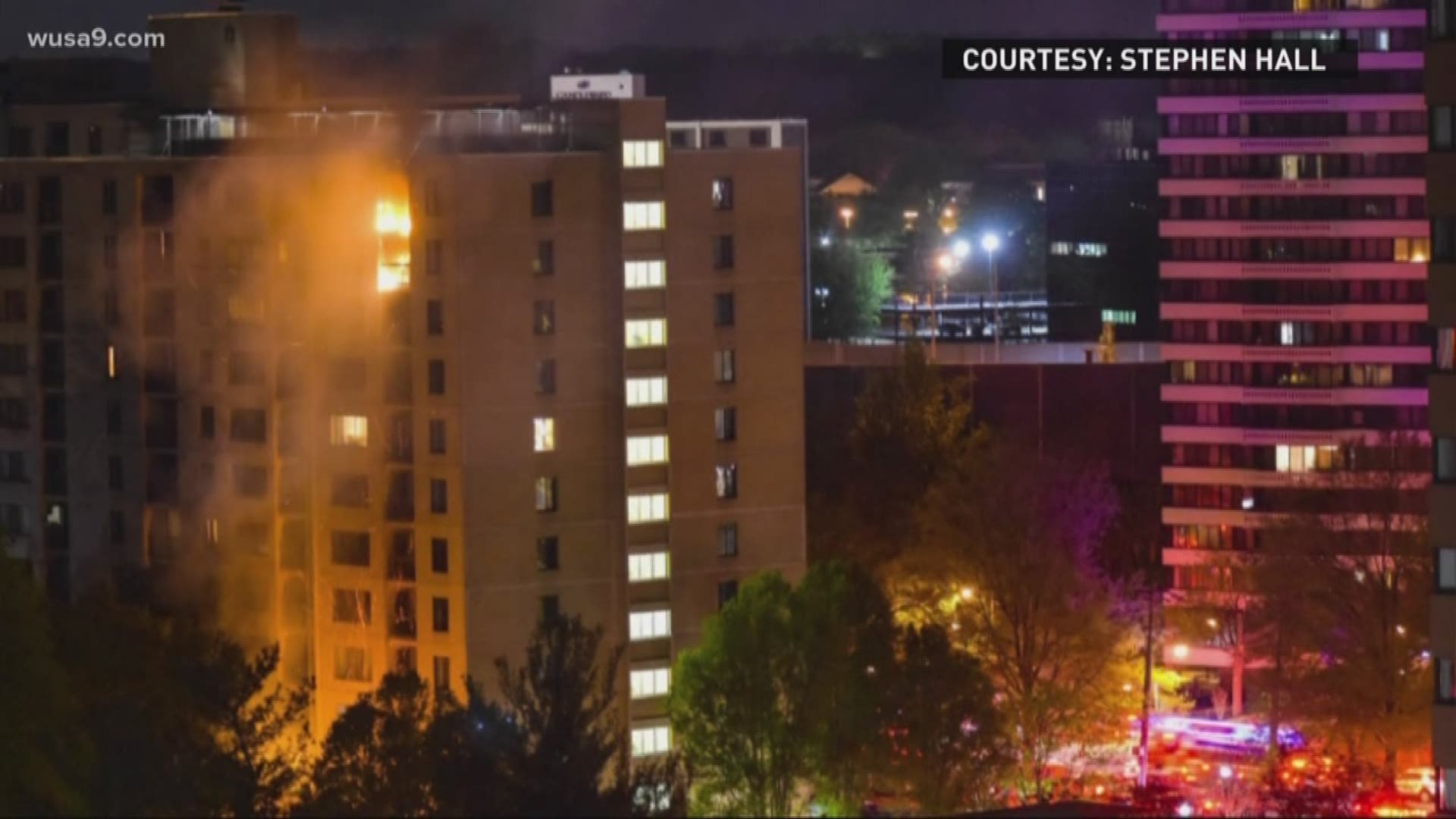 Residents forced out of homes after high-rise building catches on fire ...