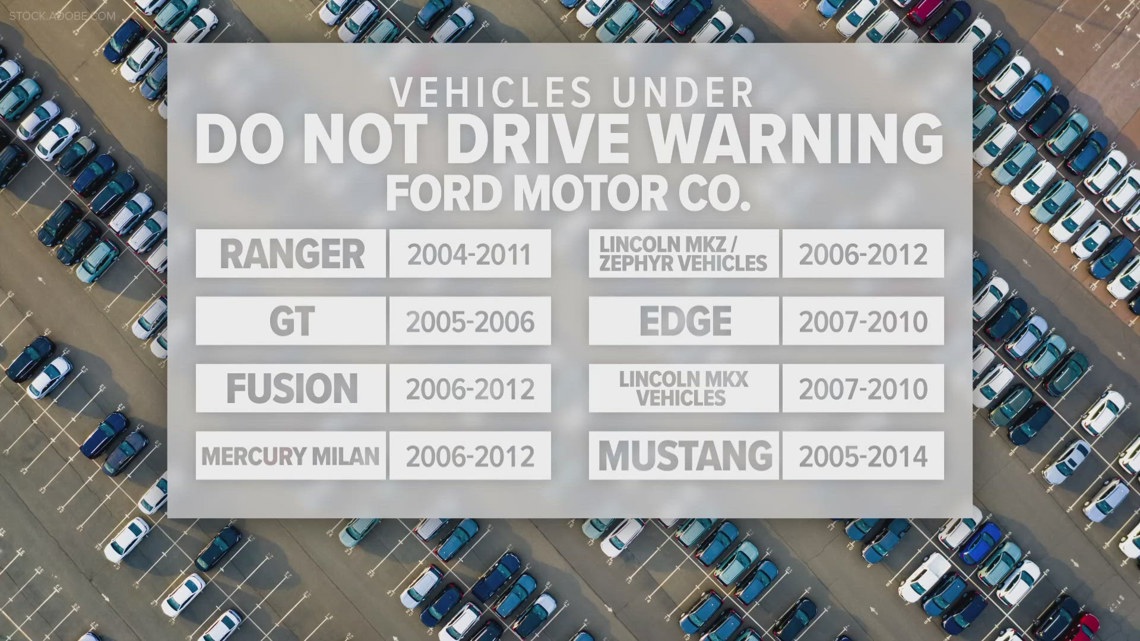 'Do Not Drive Warning' for over 450,000 Ford vehicles | wusa9.com