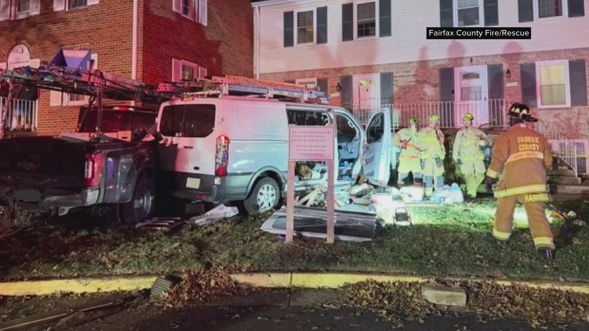 A van crashes into a condo building in Fairfax County, injuring one ...