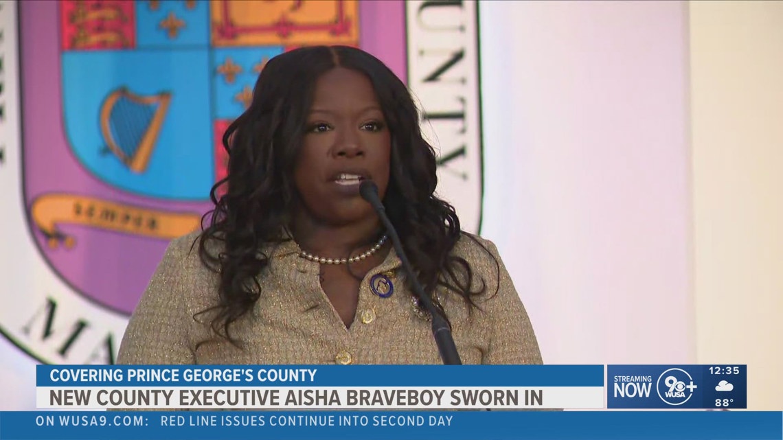 Aisha Braveboy sworn in as Prince George's County Executive in star-studded ceremony | wusa9.com