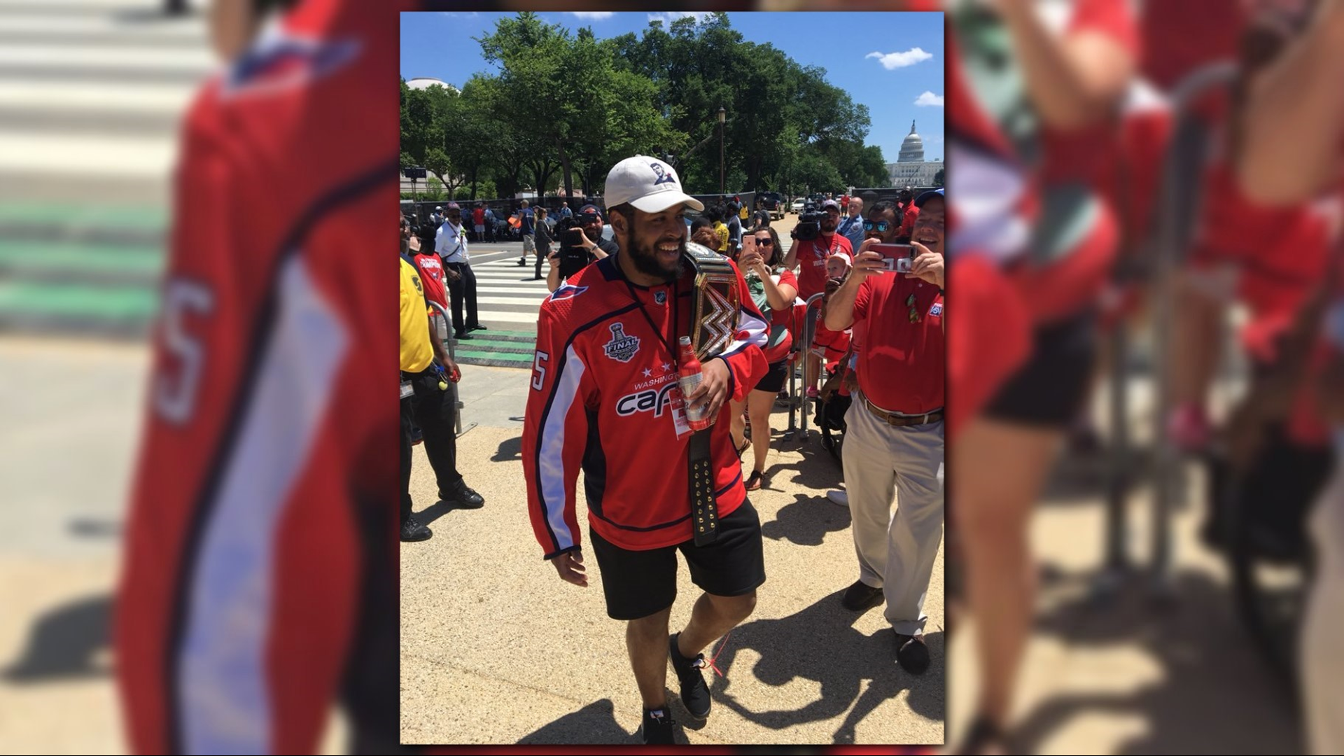 Devante Smith-Pelly wore a custom-made WWE belt and joined fans at the ...