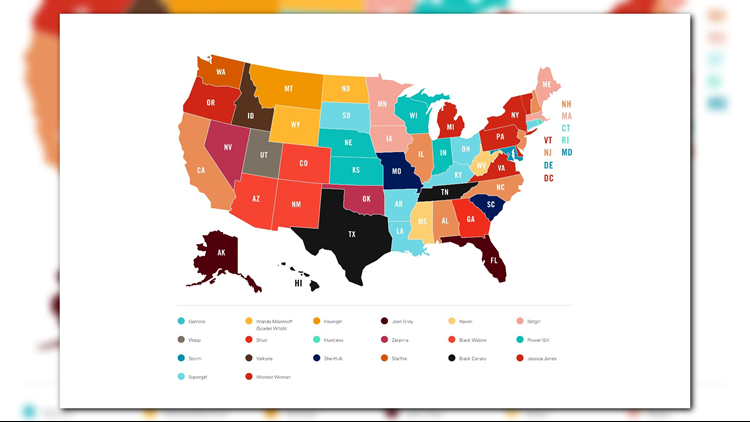MAP: And your state's favorite female superhero is... | wusa9.com