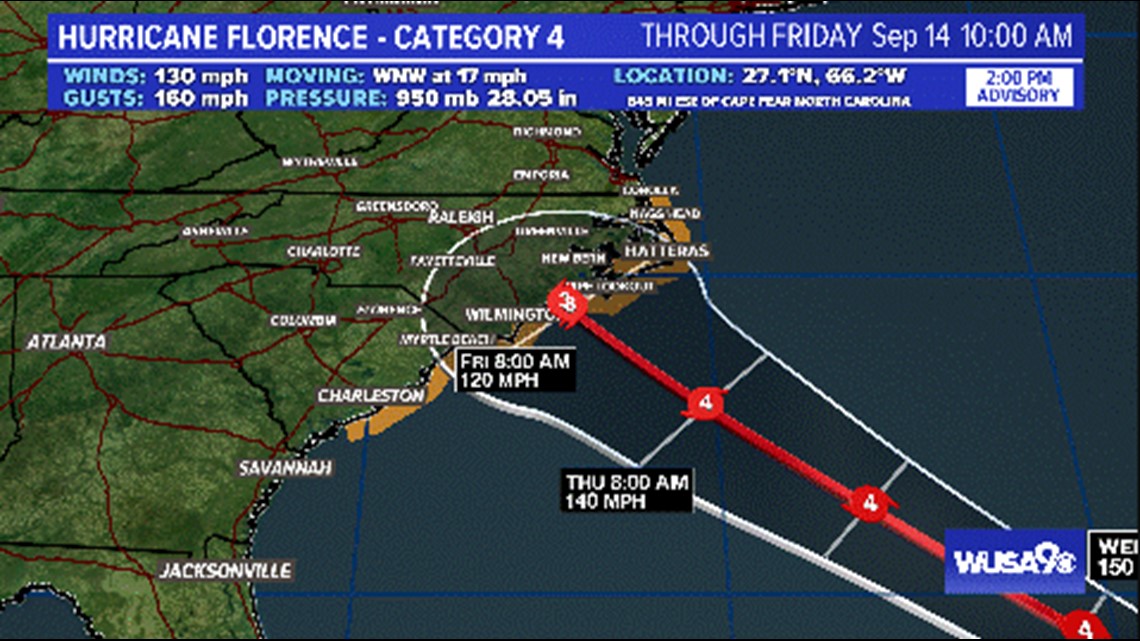 Hurricane Florence: Latest Projected Path | wusa9.com