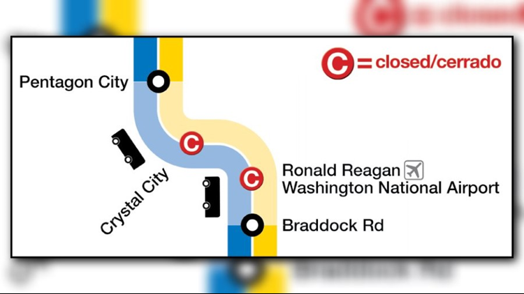 Buses replace Yellow/Blue lines between Braddock Rd & Pentagon City ...