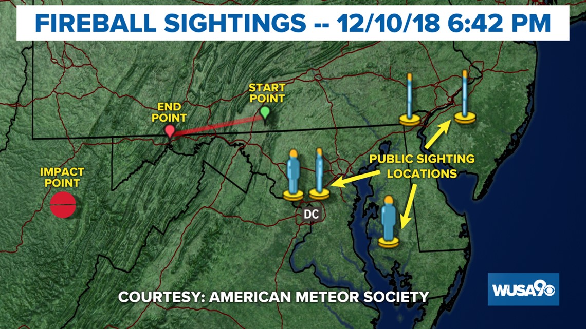 2 Fireballs seen from the DC area Monday | wusa9.com