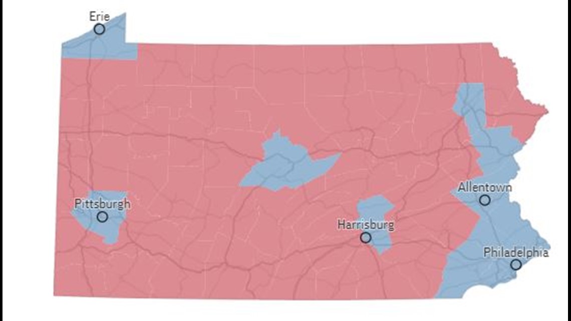 Presidential election results maps in Georgia, Pennsylvania, more ...