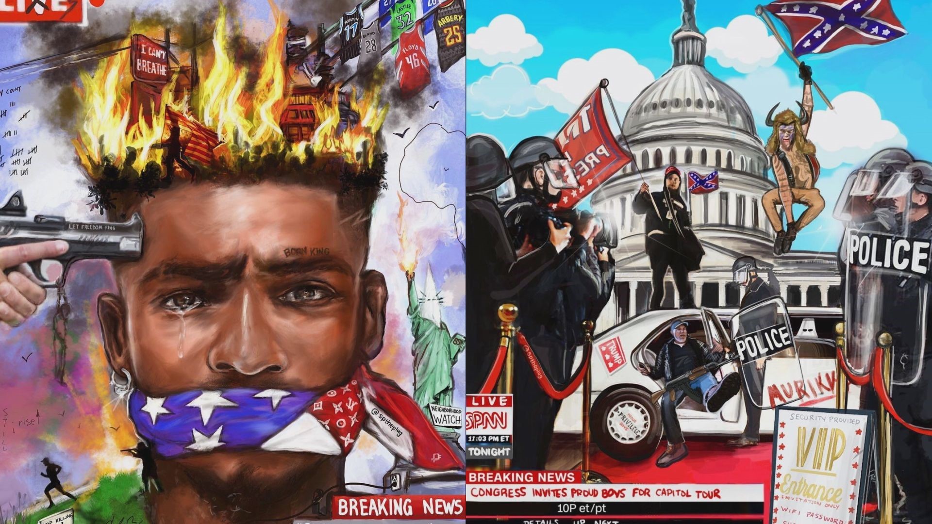 Artists creates painting of Capitol Hill riots | wusa9.com