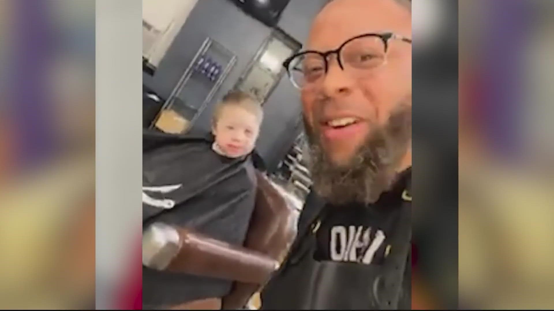 Heartwarming connection between barber and child sharing special ...