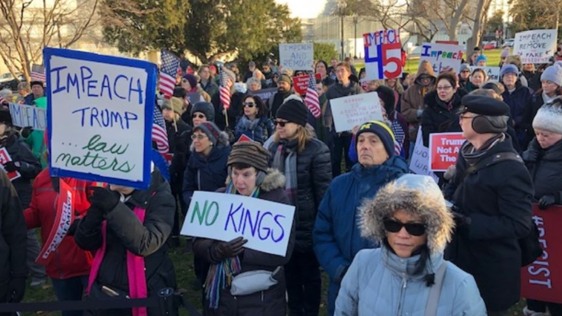 Protestors rally outside of US Capitol ahead of impeachment vote ...