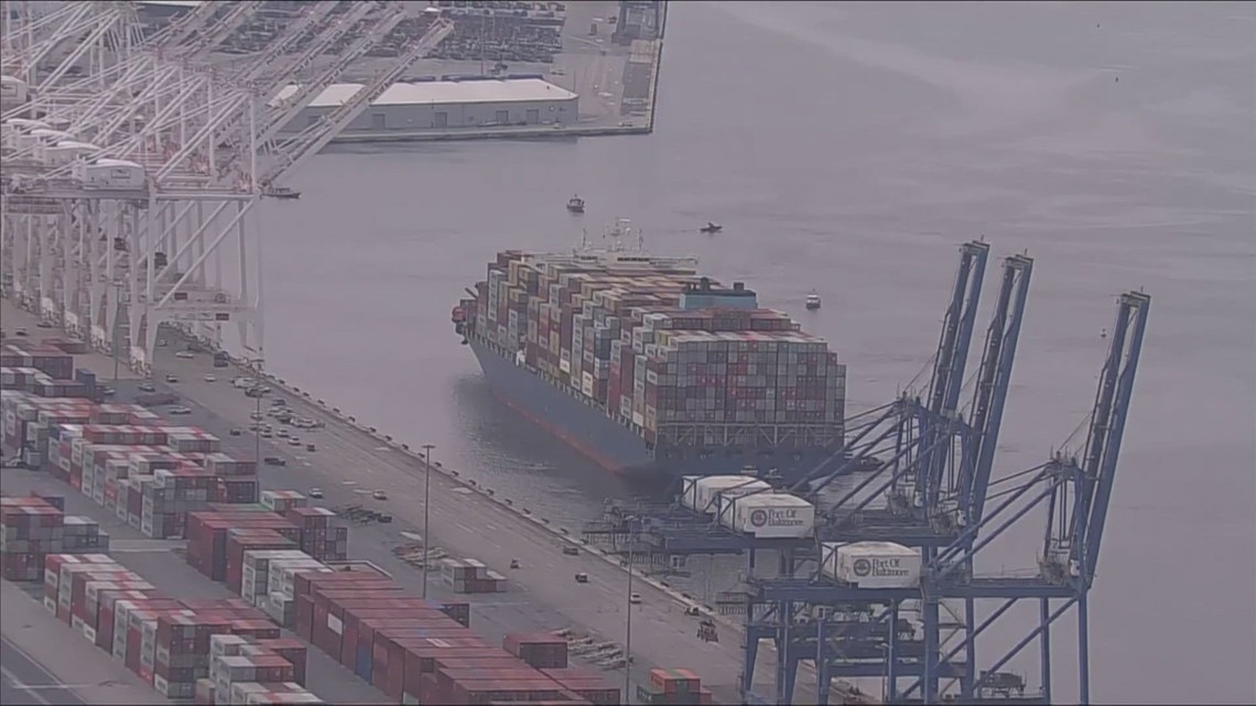 Cargo ship Dali arrives at Port of Baltimore following Key Bridge ...
