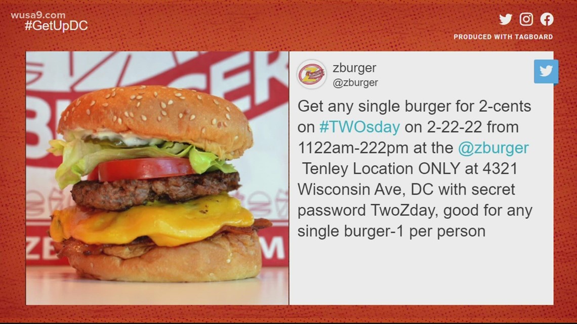 Z-Burger offers 2-cent burgers for 2/22/22 | It's A DC Thing | wusa9.com