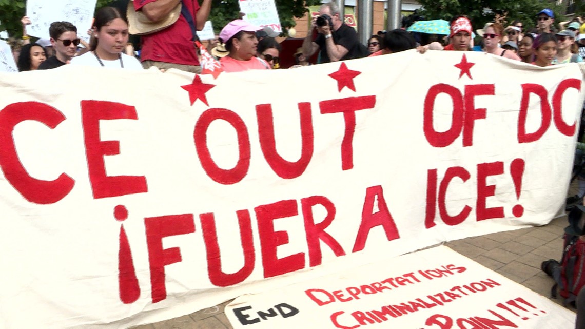 'ICE Out! Fuera ICE!' | Activists rally against ICE raids in D.C ...