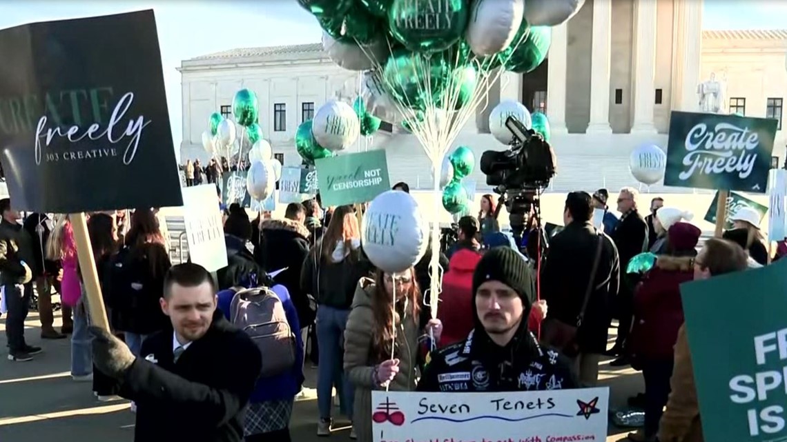 Protesters outside SCOTUS for Lorie Smith case | wusa9.com