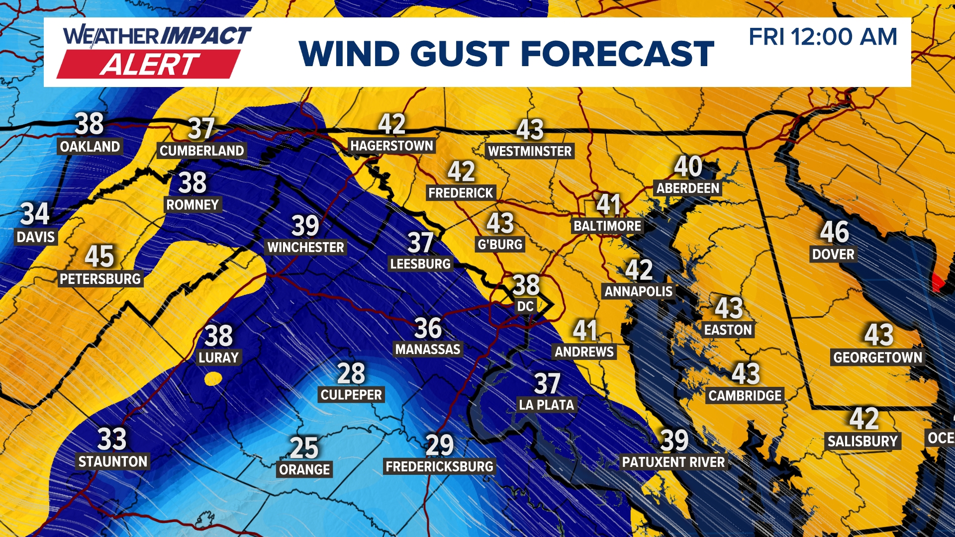 DC forecast: Timeline of strong winds Thursday | wusa9.com