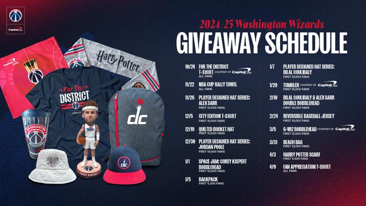 Washington Wizards promo, giveaway schedule announced | wusa9.com