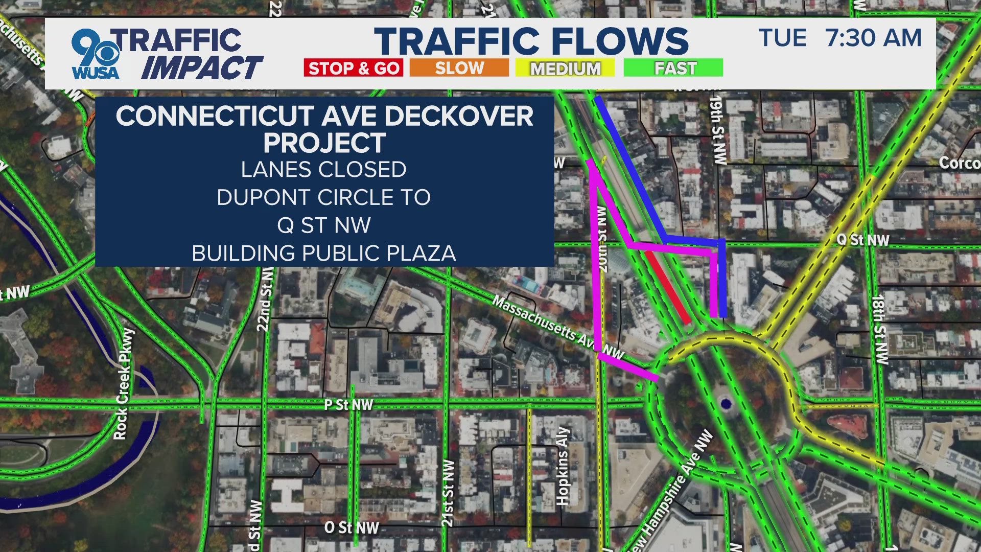Road closures, detours: Dupont Circle begins two-year deckover ...