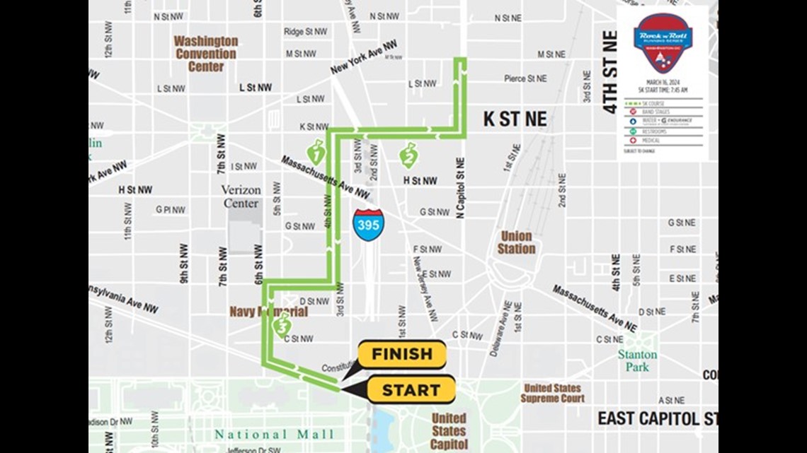 DC roads close ahead of Rock n Roll half marathon and 5K | wusa9.com