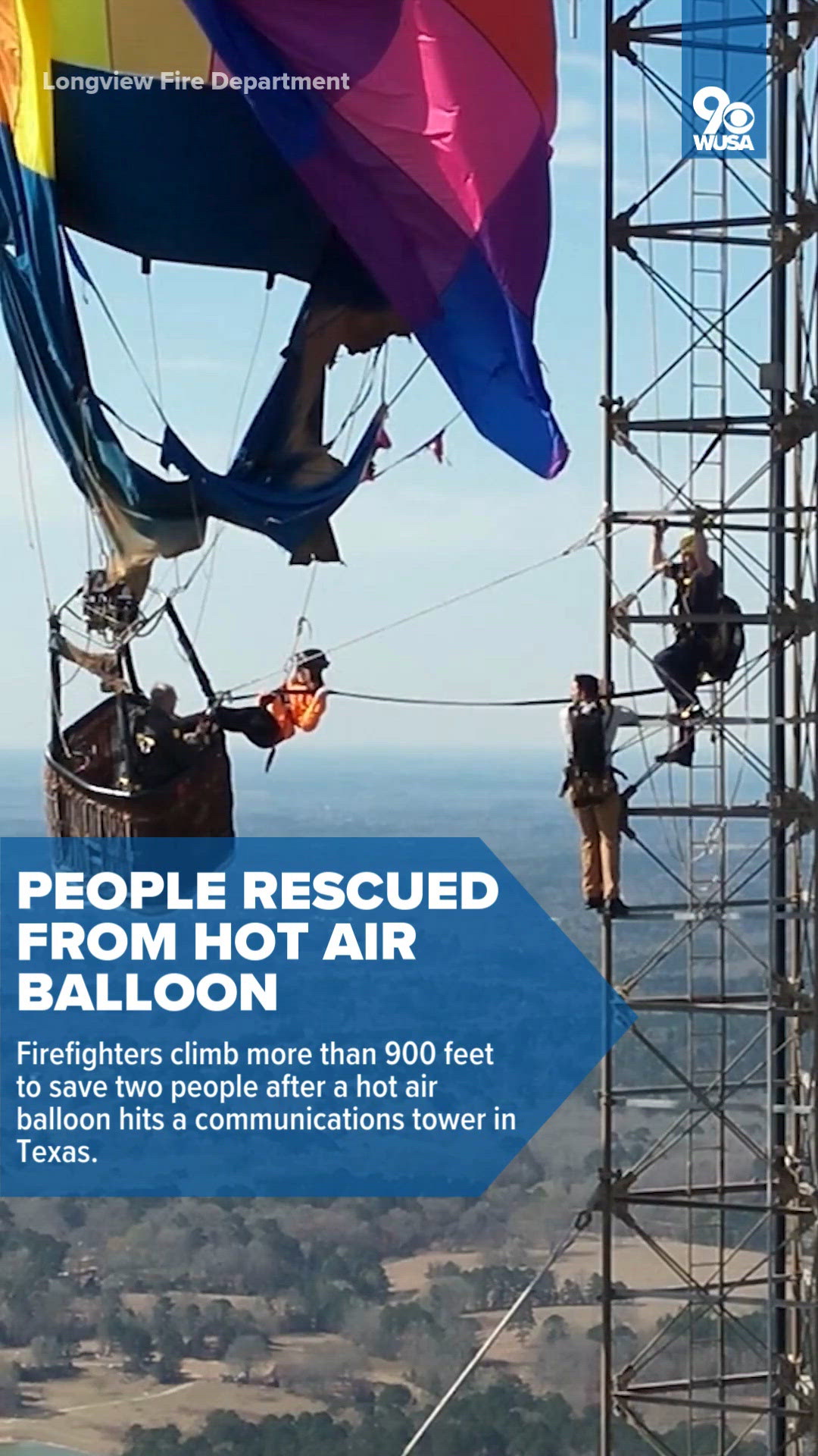 People rescued from hot air balloon 900 feet in the air | wusa9.com