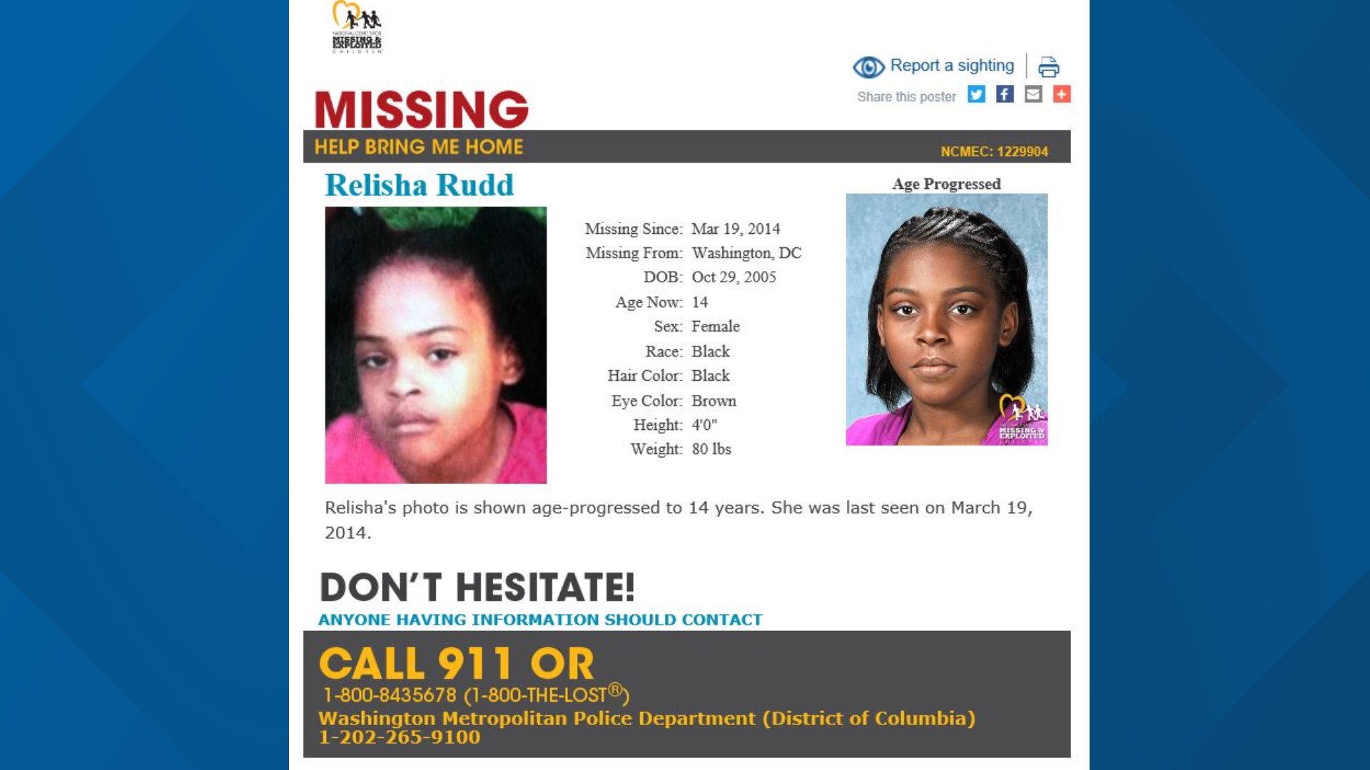 Relisha Rudd today: Age progression photo released | wusa9.com