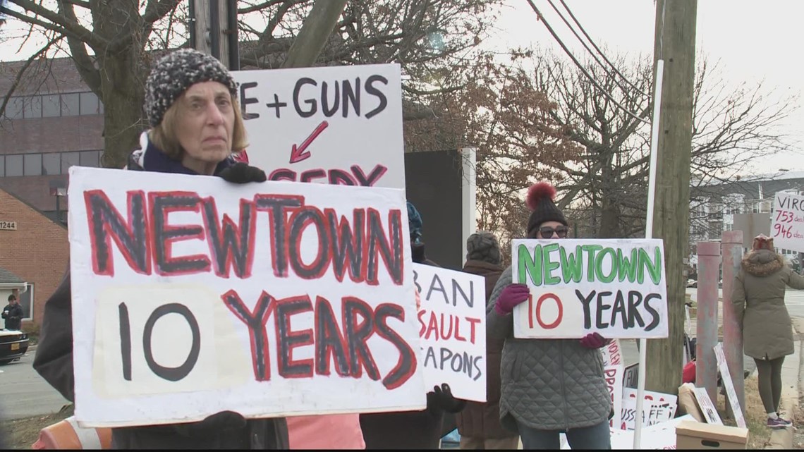 NRA protesters call for change 10 years after Sandy Hook | wusa9.com