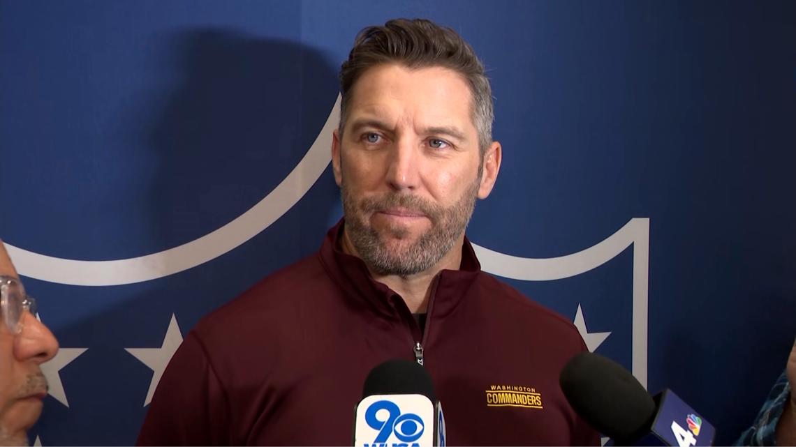 Commanders GM Adam Peters talks to reporters at NFL Combine | wusa9.com