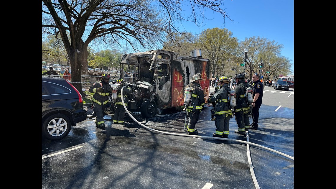 Food truck fire outside National Mall in DC, one person hurt | wusa9.com